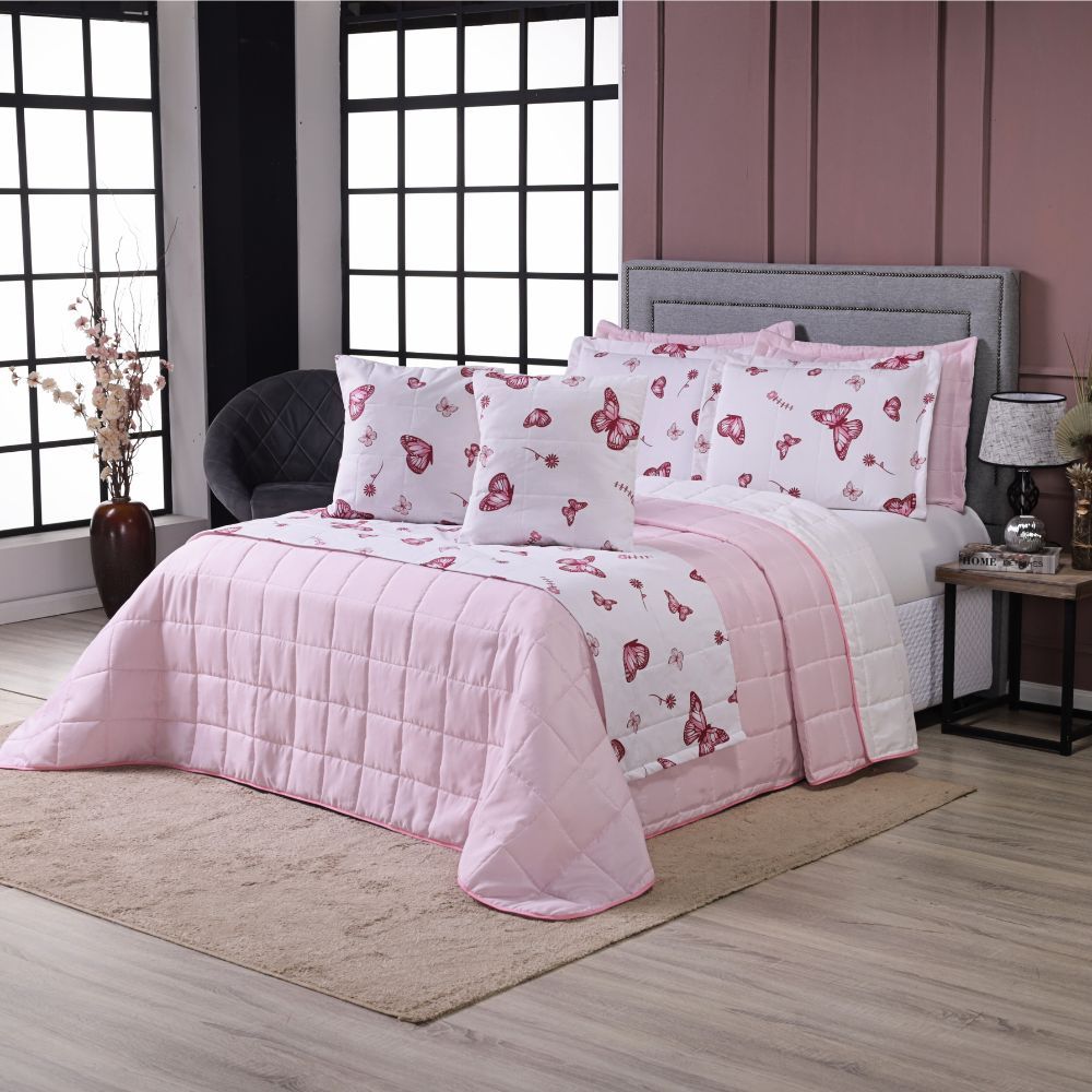 Kit Cobre Leito Colcha Casal Queen King 6 Peças Primor Dupla Face ...