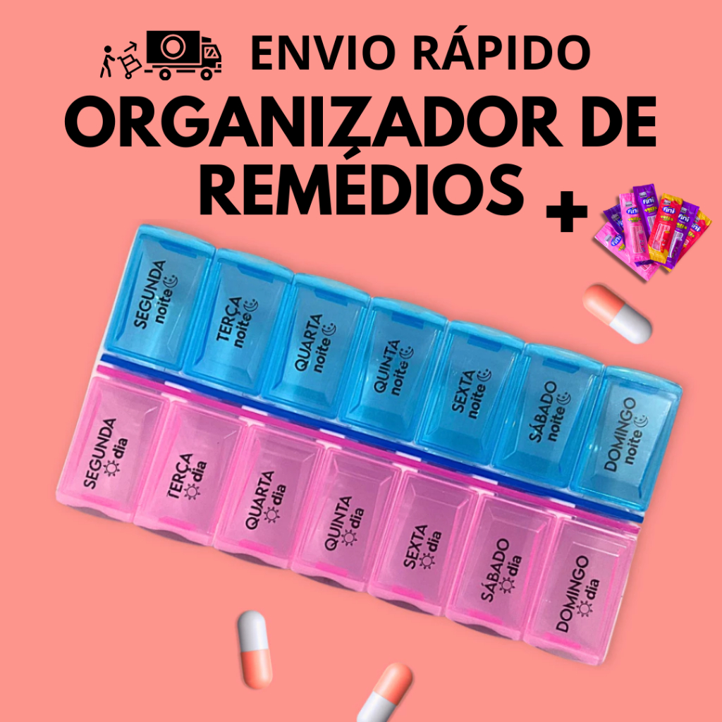 Kit Porta-Comprimidos Organizador de Remédio Suplemento Dia-Noite ...