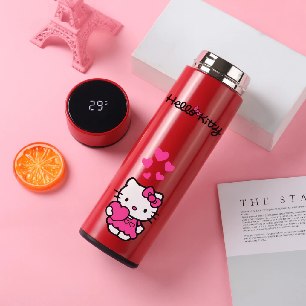 Garrafa Térmica Hello Kitty 500ml Quente e Frio com Termômetro Digital + Tampa - Entrega Rápida ...