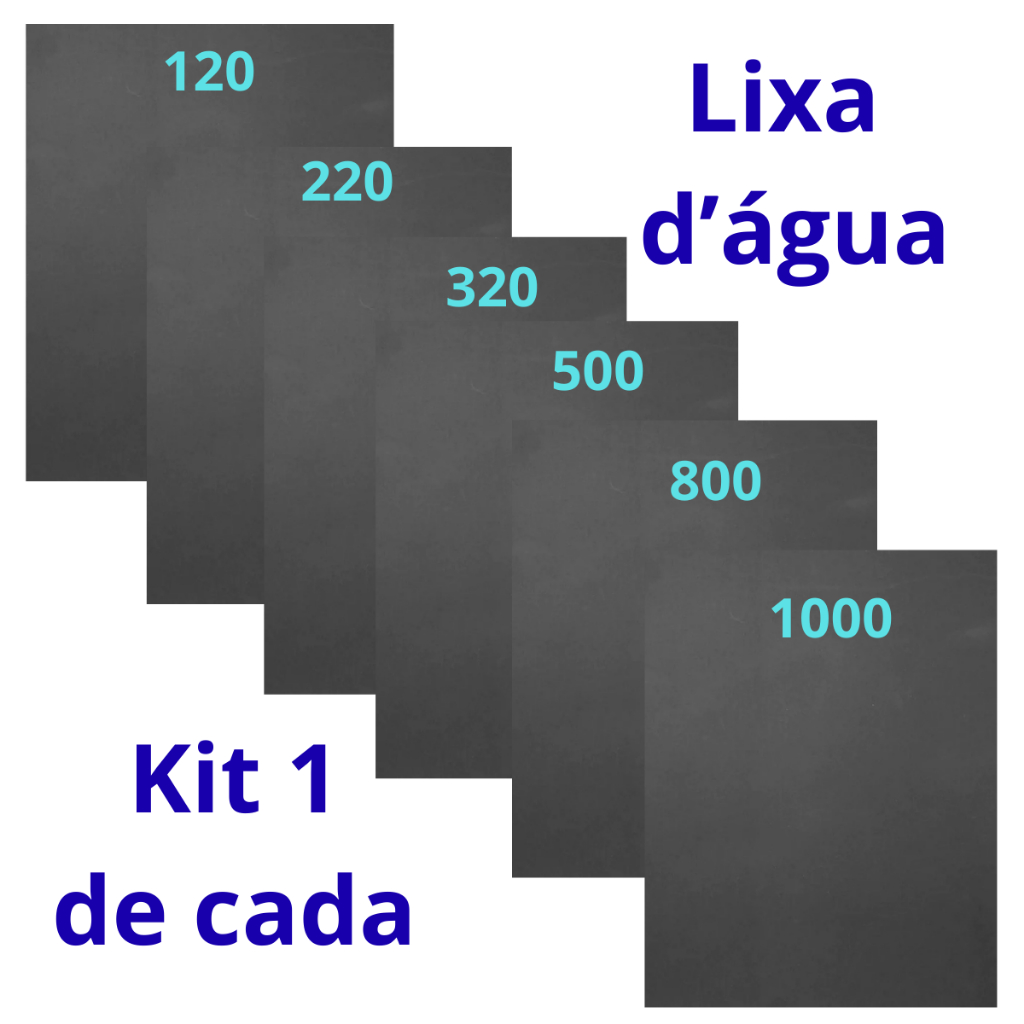 Lixa 120 220 320 500 800 1000 kit 1 2 ou 3 cada Grão água Polimento Lixamento Metal Plásticos ...