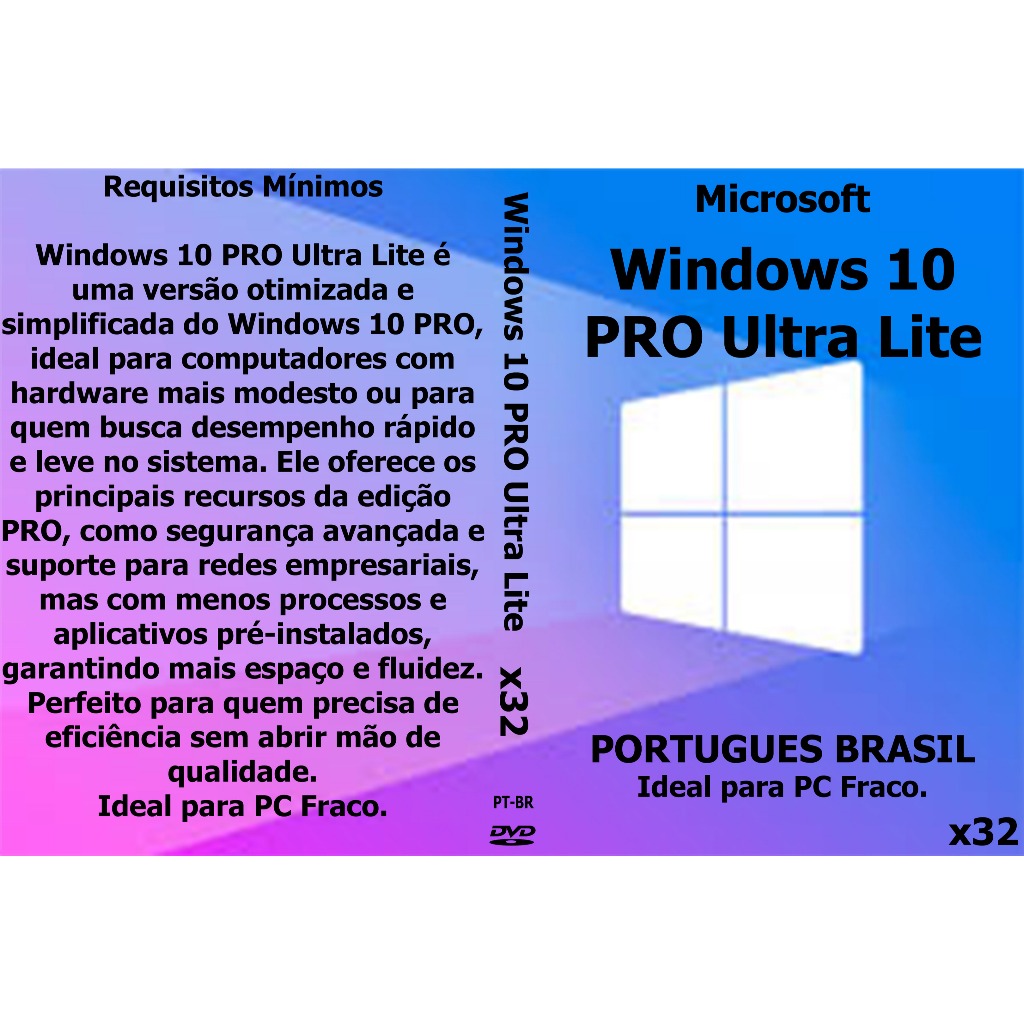 Windows 10 PRO Ultra Lite 32 bits PC | Shopee Brasil