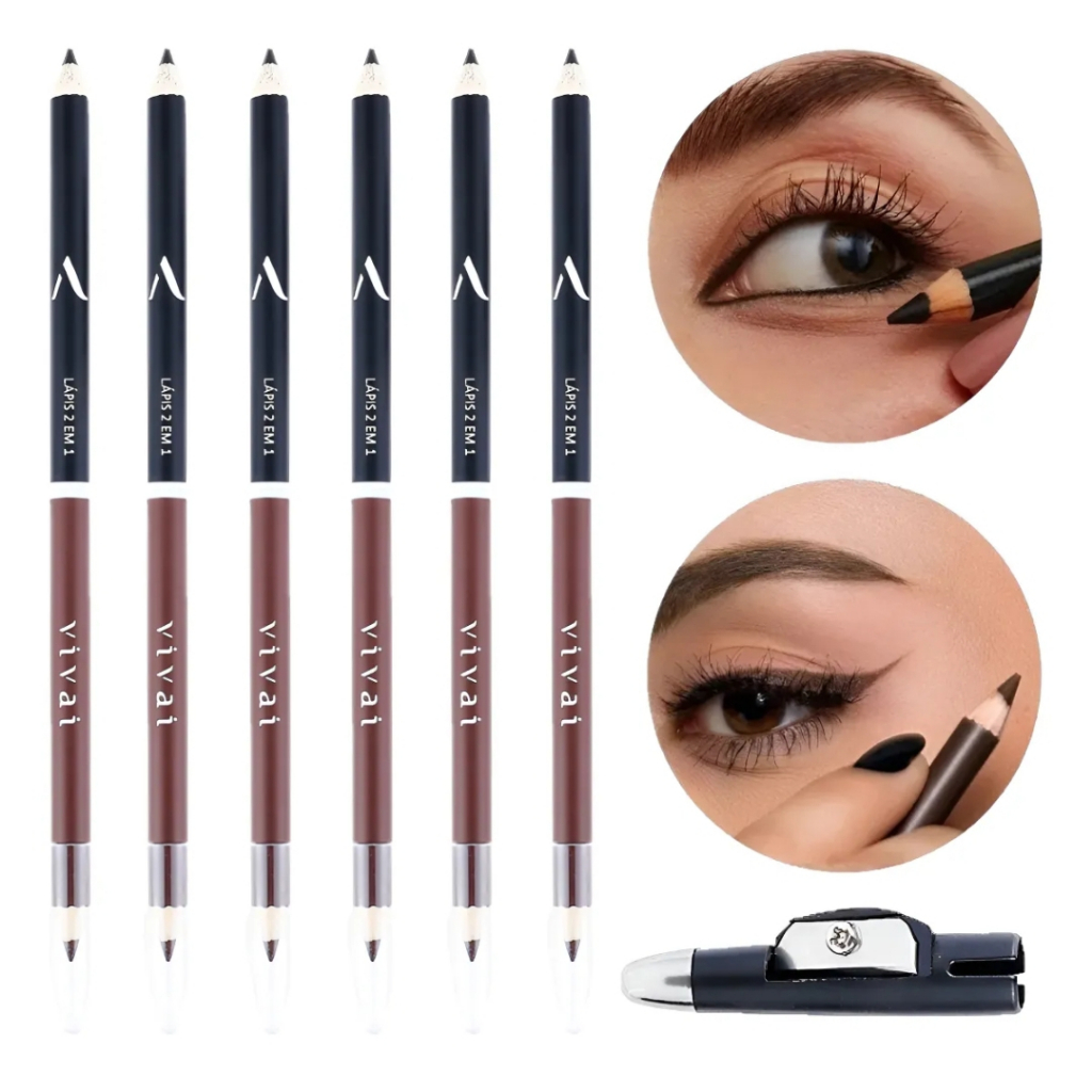 Lápis de Olho 2 em 1 Vivai Preto e Marrom com Apontador – Alta ...