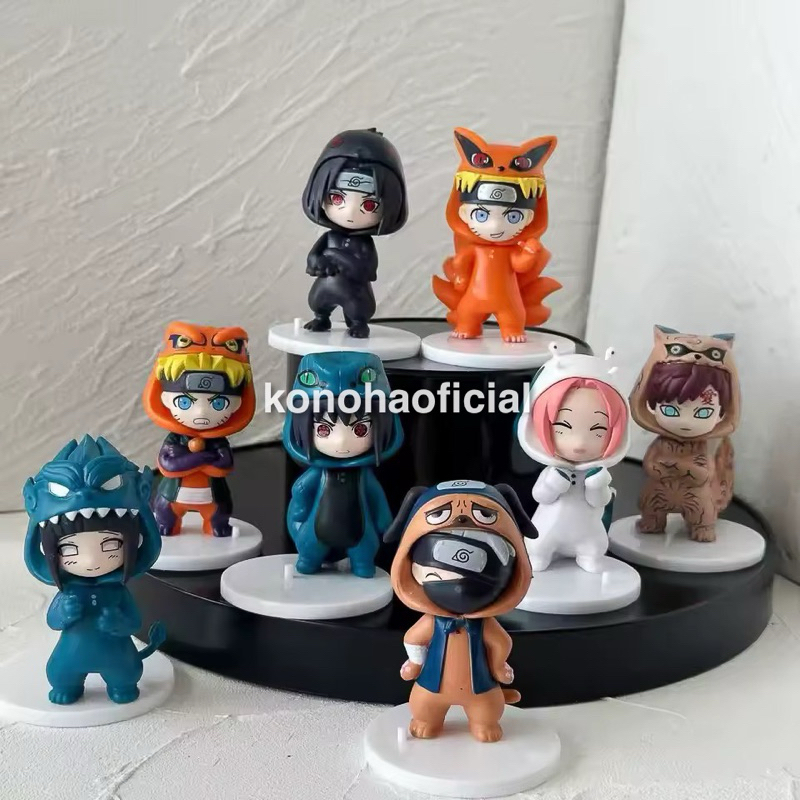 8 Mini Figures Naruto Anime Kurama Sasuke Itachi Kakashi Gaara e Hinata ...