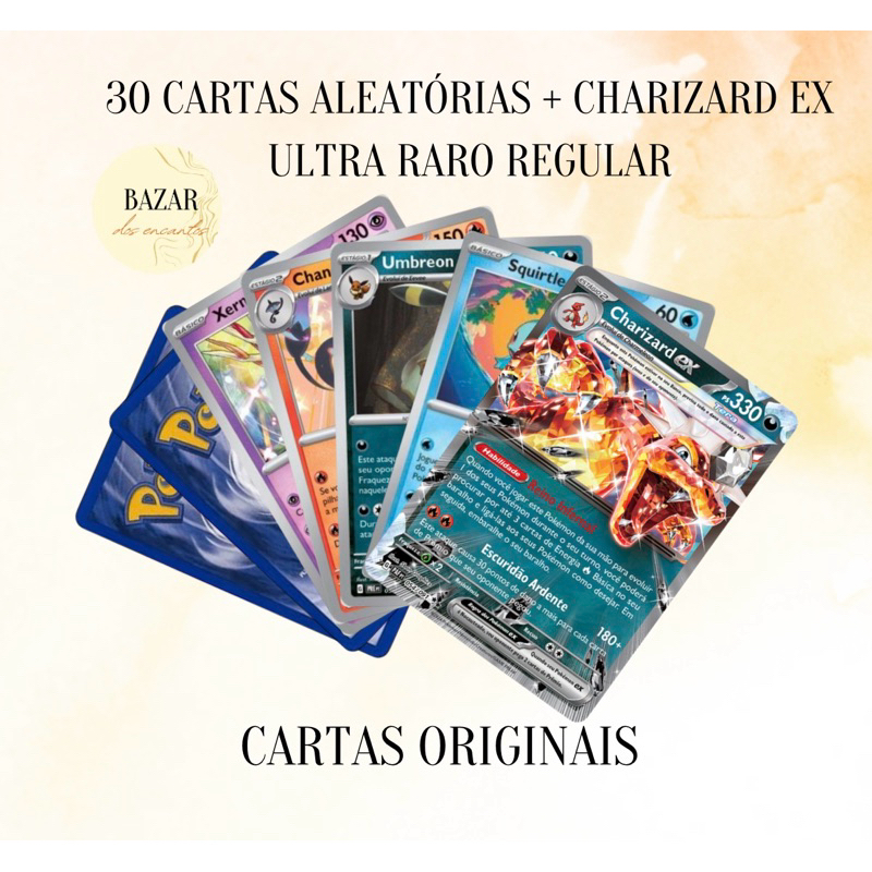 Kit 30 Cartas Pokémon + Charizard EX Ultra-Rara – Aleatórias e ...