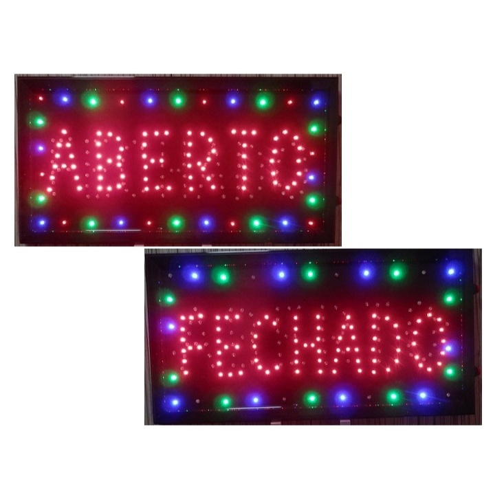 LETREIRO EM LED ESCRITO ABERTO / FECHADO 220 VOLTS LED PISCANTE COM ...