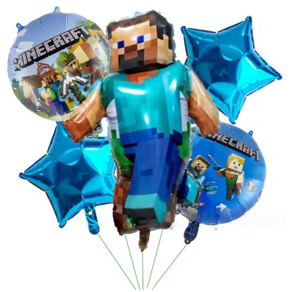 Kit 5 Balão Minecraft Steve Metalizado Balões | Shopee Brasil