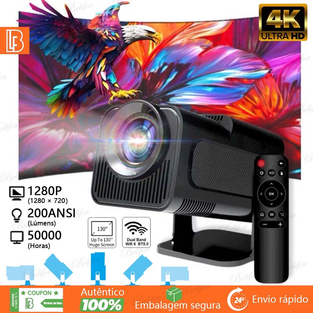 Novo Projetor Smart HY320 Pro mini Android WiFi6 Bluetooth Resolução ...