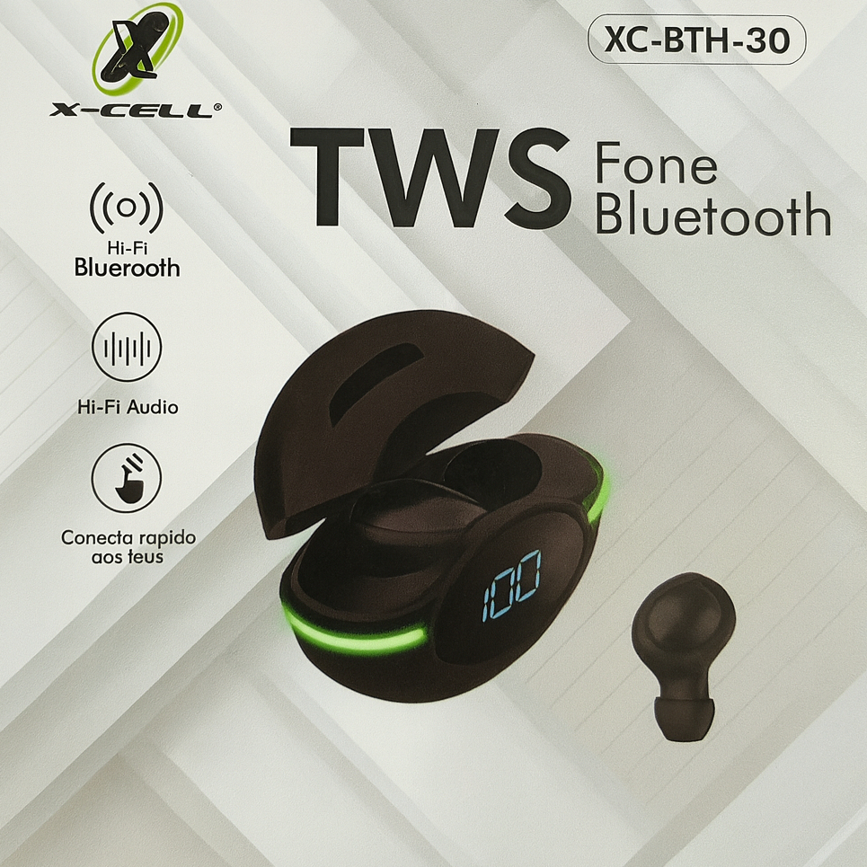 Fone Bluetooth 5.3 X-Cell XC-BTH-30 Airdots Sem Fio TWS Anti-Ruído ...