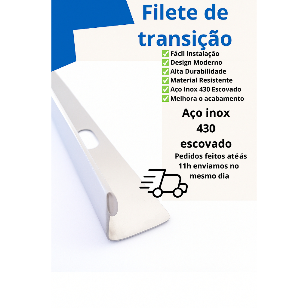 Perfil Filete L Suporte Porta Soleira em Inox 430 Escovado 1 Metro ...