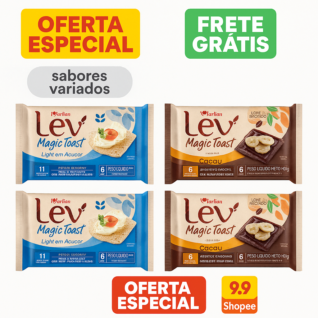 Kit C/4 Torradas Lev Magic Toast 110g – Sabores Light e Cacau | Lanche ...
