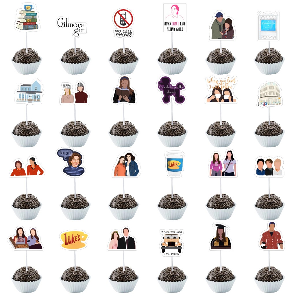 Toppers de Docinhos e Cupcake Decoração Aniversário Gilmore Girls Lukes ...