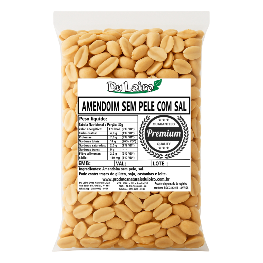 Amendoim Sem Pele com Sal 1kg, 500g e 250g – Crocante e Saboroso ...