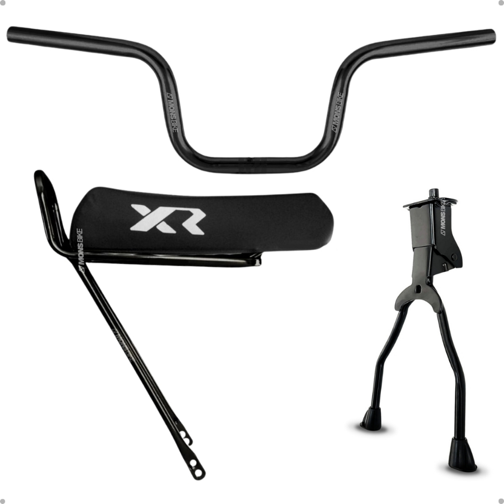 Banco Caloi Xr Mobilete + Garupa Rabetão Reta + Guidão Moto + Cavalete ...