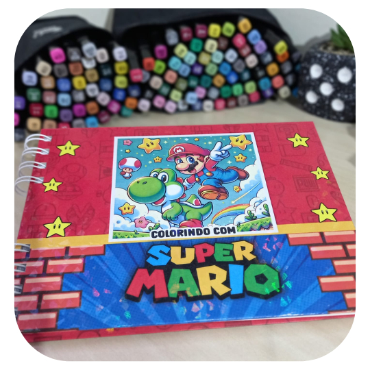 Livro De Colorir Super Mario Capa Dura Desenhos Variados Relaxa Combate ...