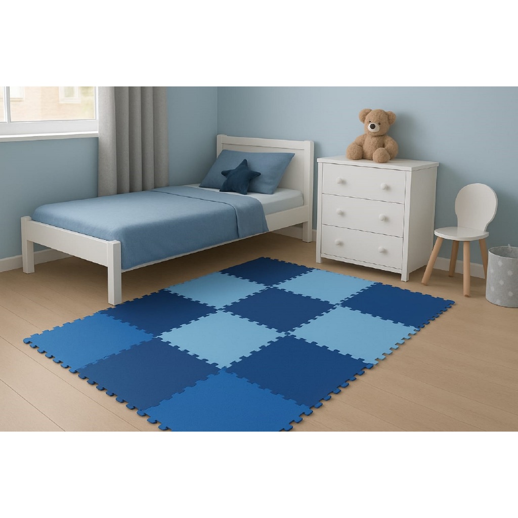 Kit 12 Tatames Eva Tons De Azul Infantil Meninos 50x50x2cm 20mm ...