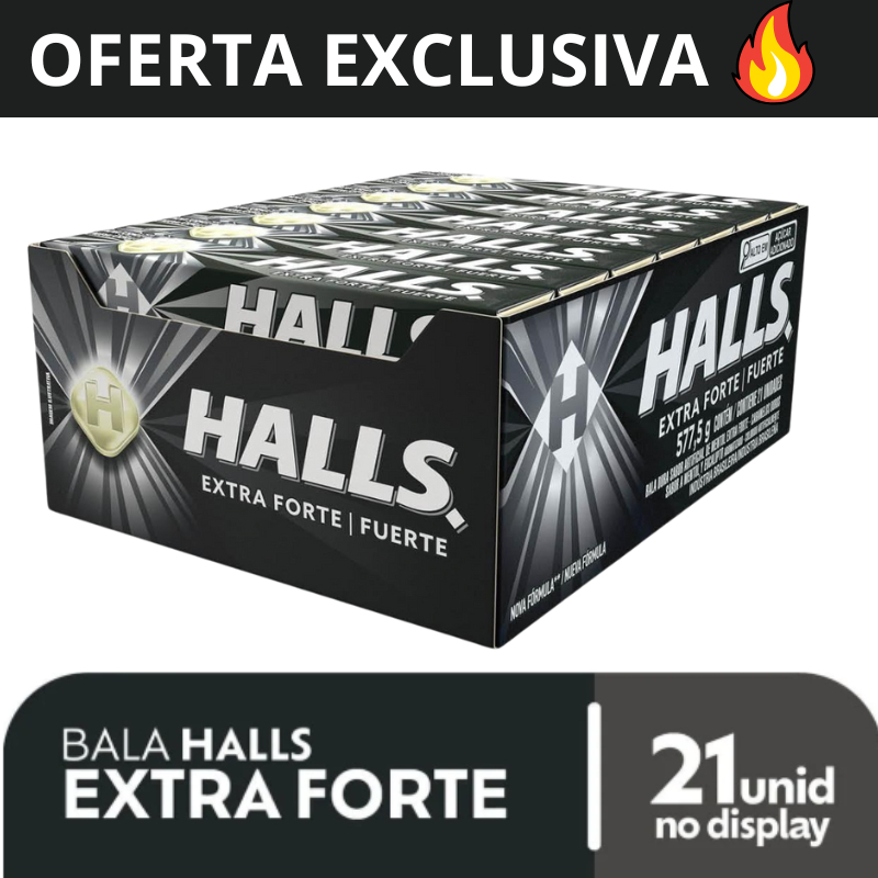 Bala Drops Halls Extra Forte 28g – Caixa c/ 21 Unidades | Refrescância ...