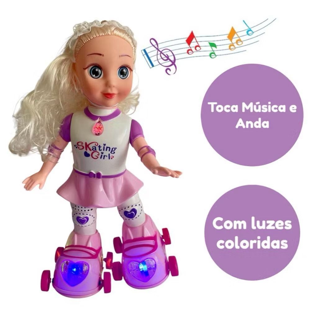 Boneca Patinadora Com Luz e Música Brinquedo Boneca Patins | Shopee Brasil