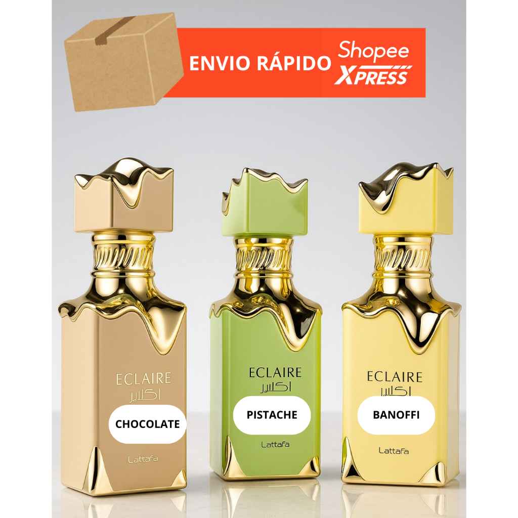 Perfume Doce Feminino Eclaire Chocolate | Pistache | Banoffi Lattafa ...