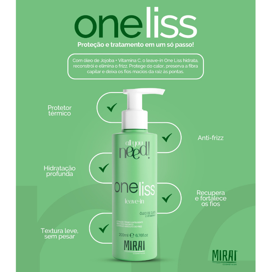 Leave-In OneLiss Protetor Térmico 200ml Fios Alinhados e Sem Frizz ...