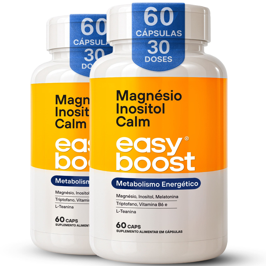 Magnésio Inositol Calm Easy Boost Kit 2x 60 Caps Triptofano, Teanina ...