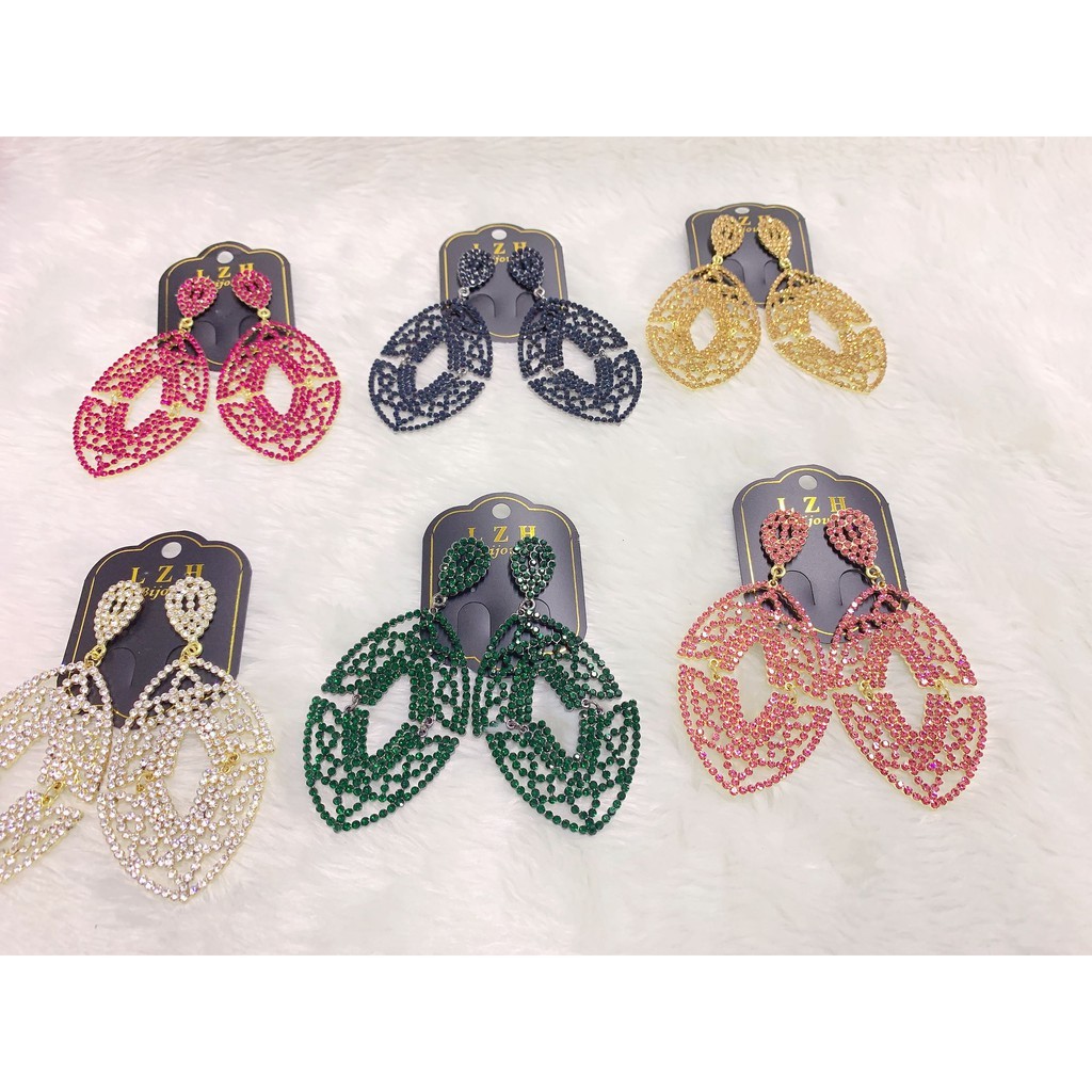 Brincos Max Festa Strass com pedras Bijuteria Feminino Grandes pedras ...