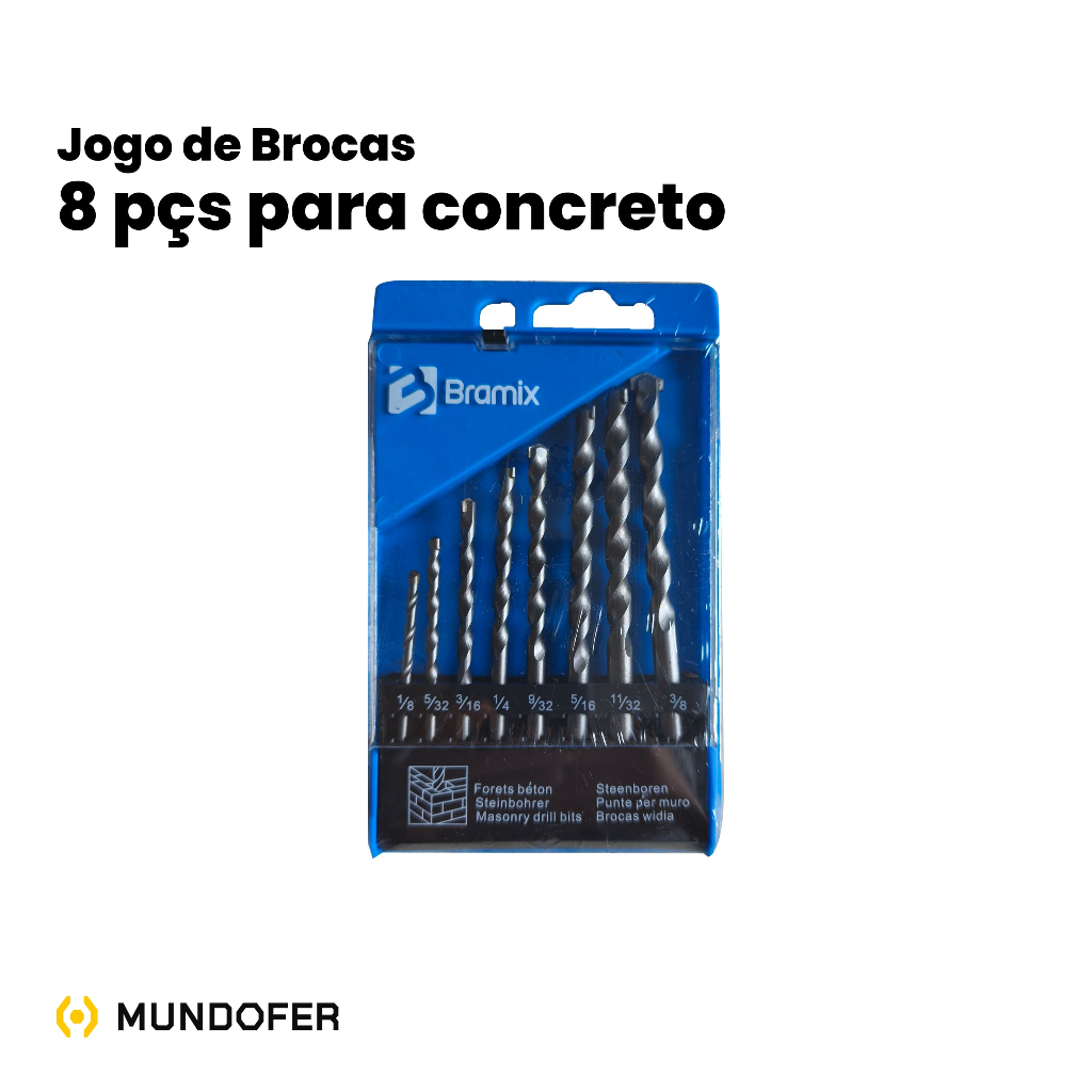 Jogo Kit De Brocas 8 Pecas Concreto Para Furadeira Parafusadeira ...