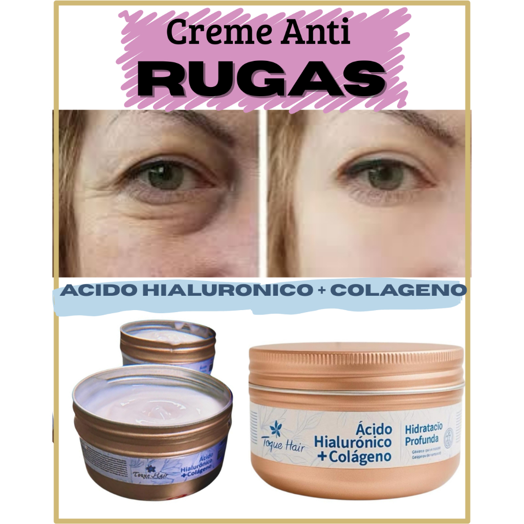 Creme De ácido Hialurônico Com Colágeno Anti Rugas Anti Flacidez E