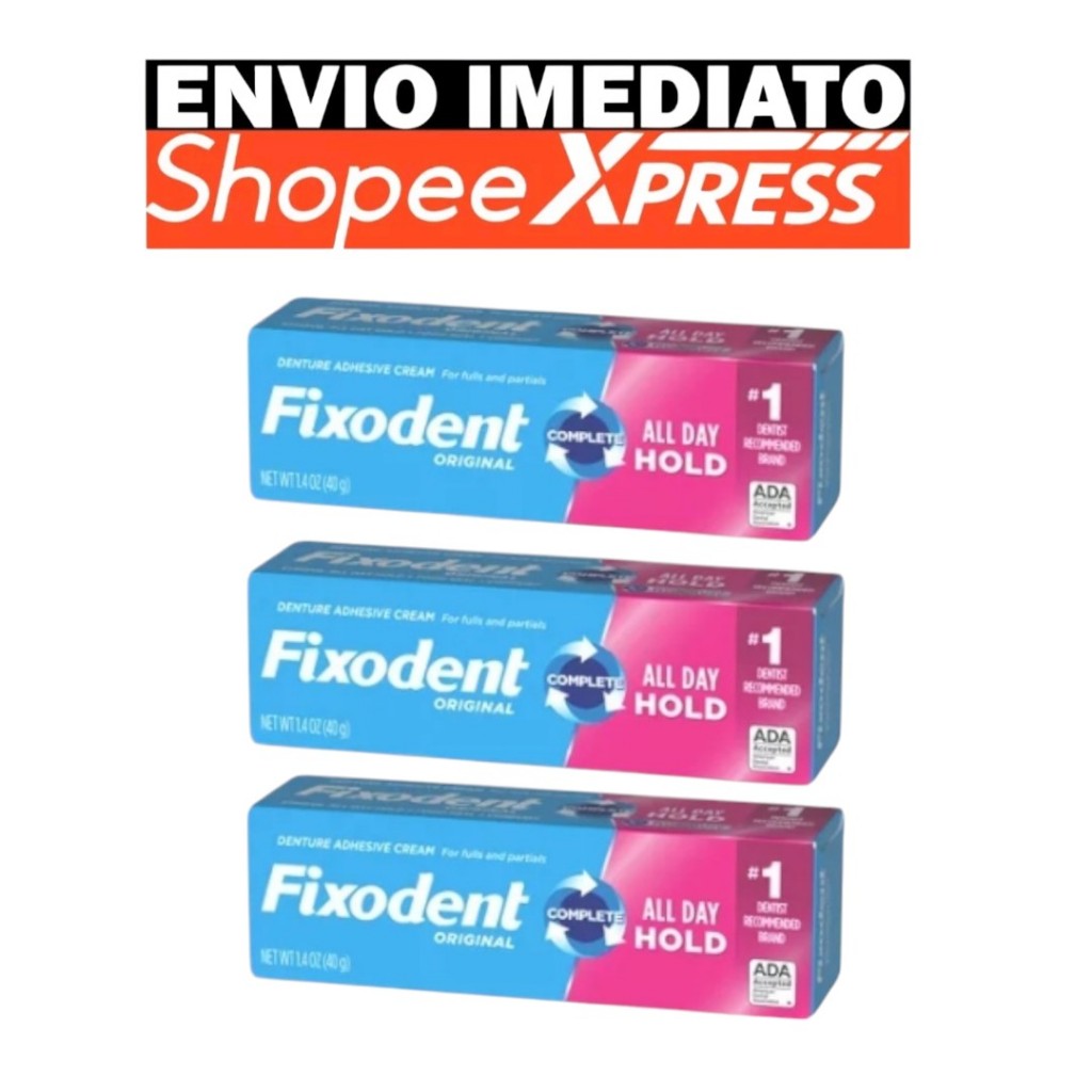 Kit com 3 Fixodent 40g Original (3Tubos) | Shopee Brasil