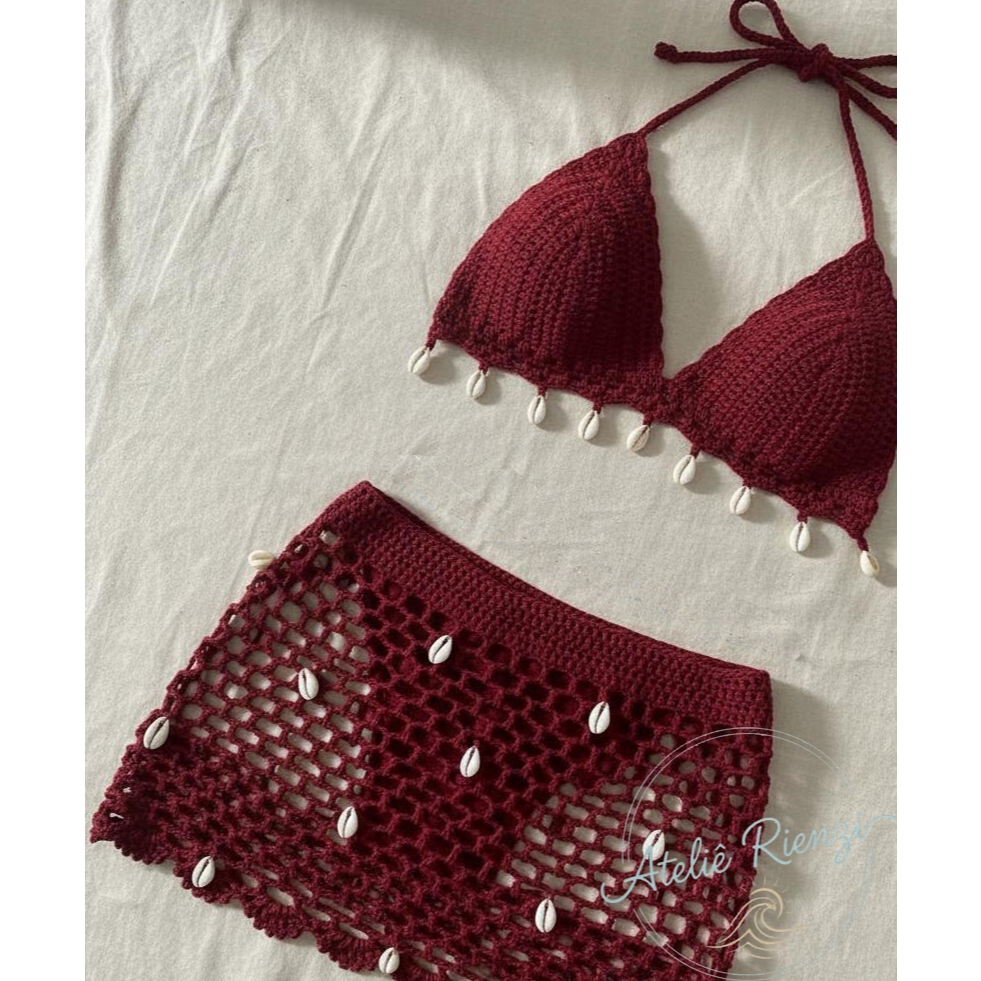 Conjunto Biquini e Saía de Praia Búzios Crochê | Verão Tendência 2026 ...