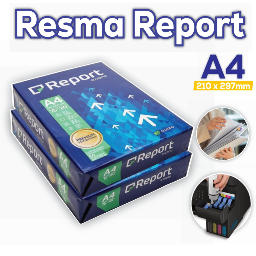 Papel Resma Report A4 Sulfite 75g pacote com 500/1000 Folha Branca Liso ...