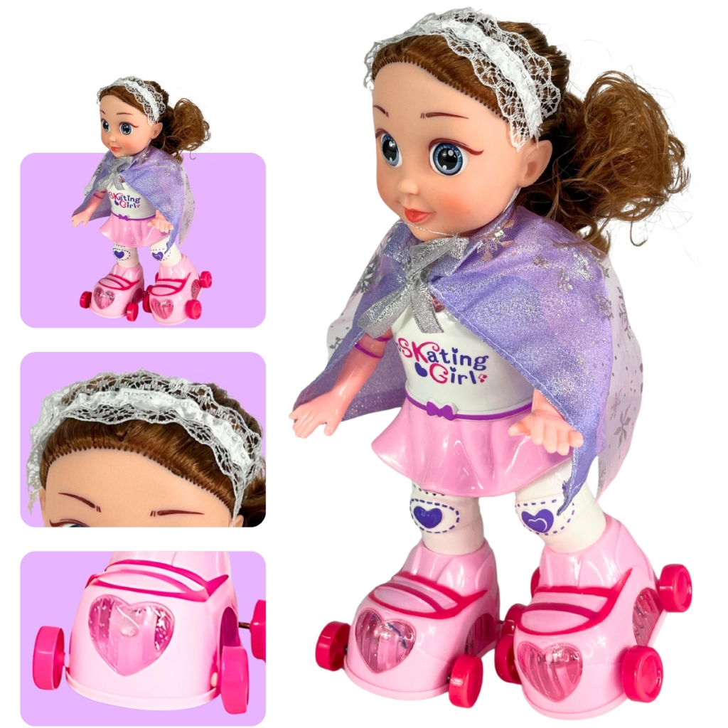 Boneca Patinadora Brinquedo Infantil Canta Dança Patina com Luzes ...