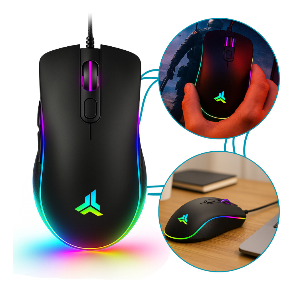 Mouse Gamer Para Jogo Pc Gamer 4800 Dpi Óptico Ultra Rápido Chroma Com Led Rgb 7 Botões Preto ...