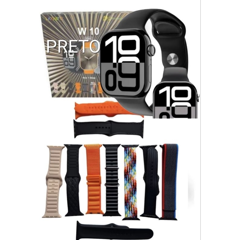 Relógio inteligente Smartwatch w10 com 10 pulseiras 46mm feminina e ...