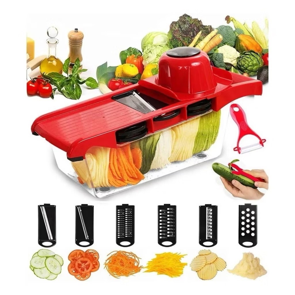 Ralador Fatiador Legumes Mandoline Slicer Multifuncional Aço Ino 6 em 1 ...