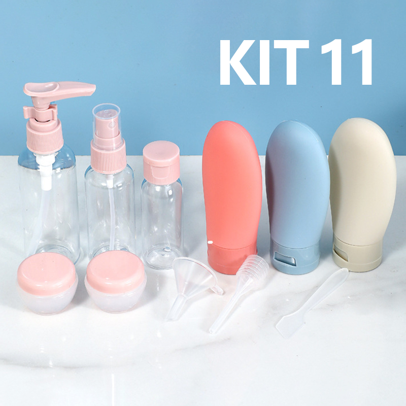 Kit 11 Frascos Viagem Pote Spray Shampoo Creme Perfumes Hidratante ...