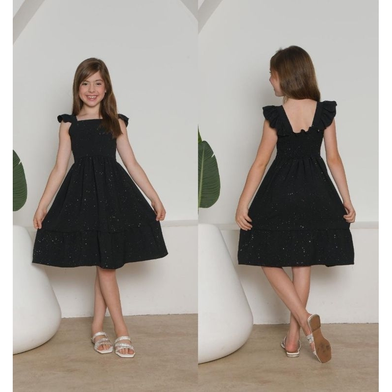 VESTIDO MIDI COM GLITTER INFANTIL JUVENIL PARA FESTA | Shopee Brasil