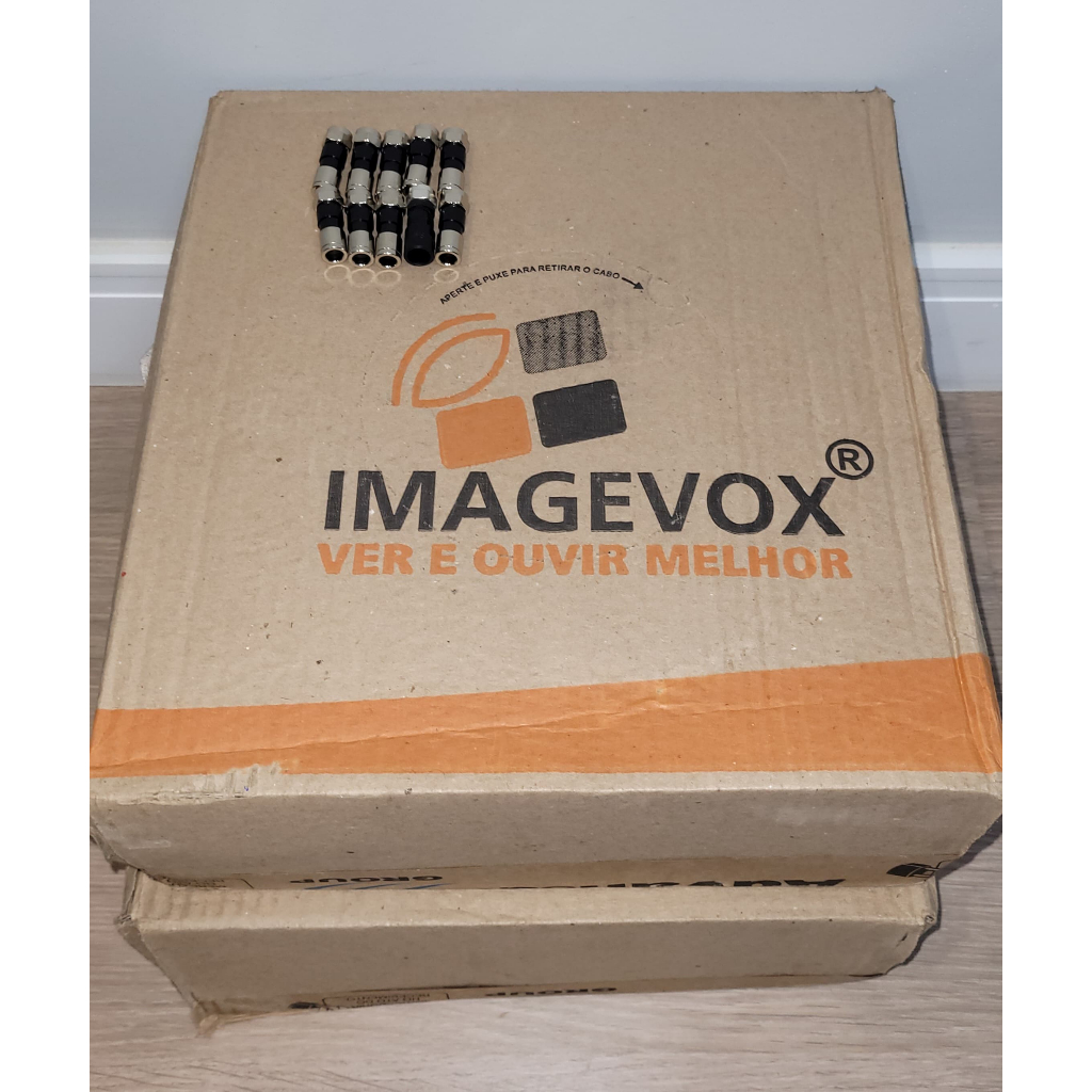 cabo coaxial RG59 imagevox alta qualidade 55% malha + conectores de compressão rg59 | Shopee Brasil