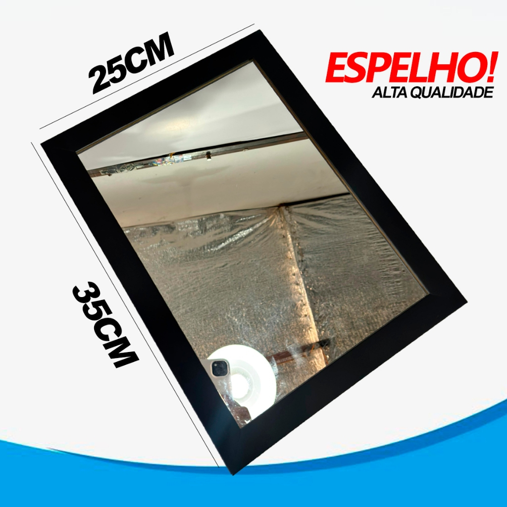 Espelho 3mm 25x35cm Moldura Preta ou Branca Decorativo Alta Qualidade ...
