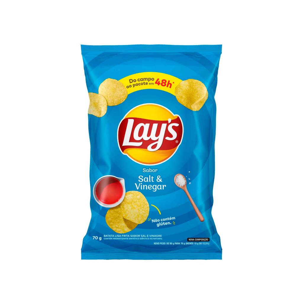 Salgadinho Lays sal e vinagre 70gr Elma chips | Shopee Brasil