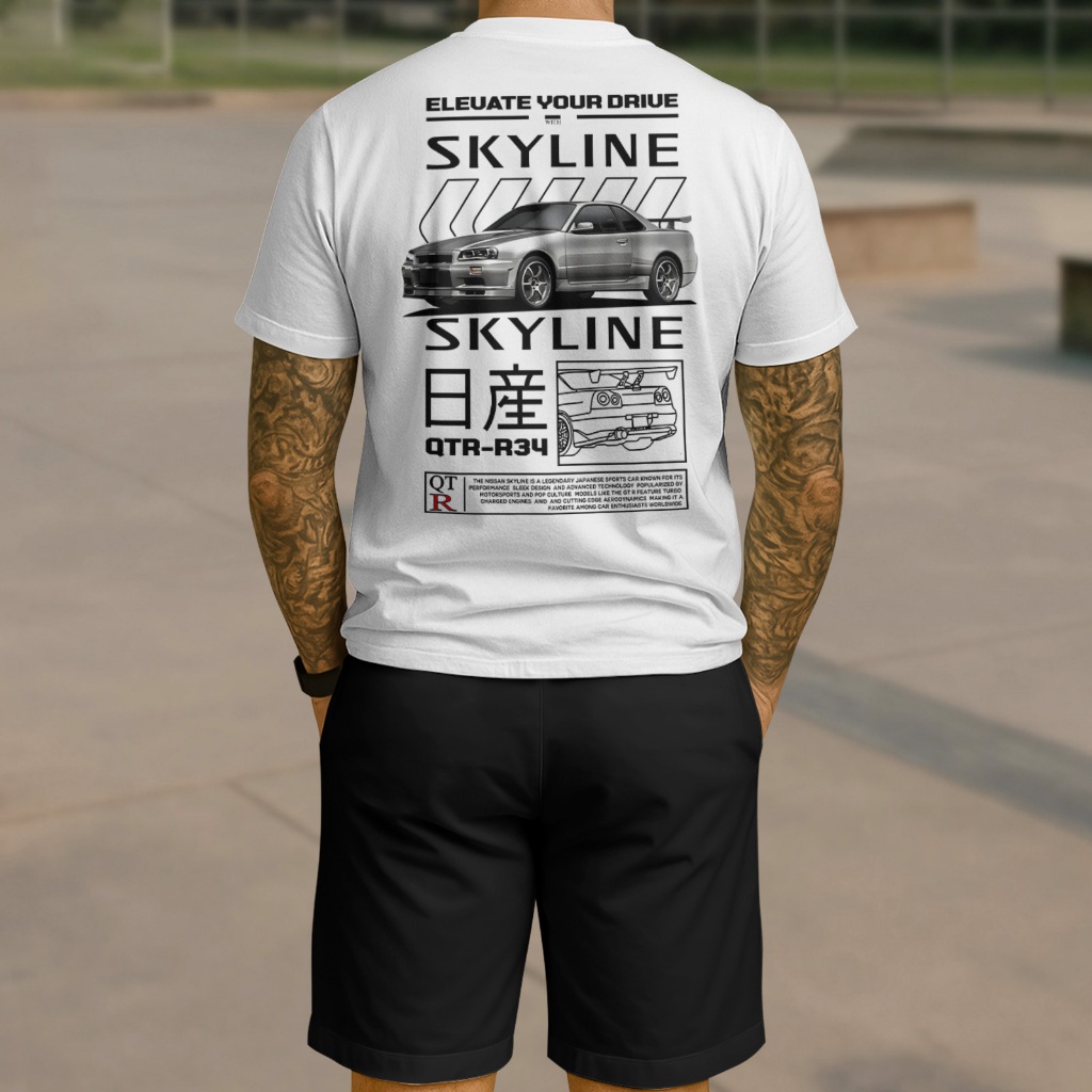 Kit Camiseta + Bermuda Skyline GTR R34 Conjunto Masculino Streetwear ...