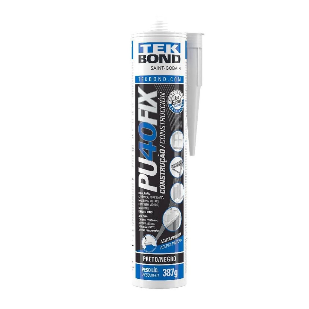 Cola Selante Adesivo Silicone PU Poliuretano 40 Fix Selante Preto ...