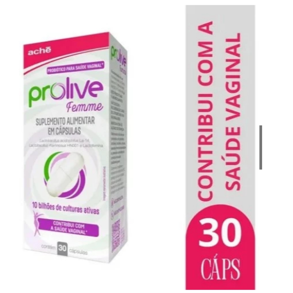 PROLIVE FEMME ( PROBIOTICO )- PROMOÇÃO - C/30 Caps Marca: ACHE ( UM ...
