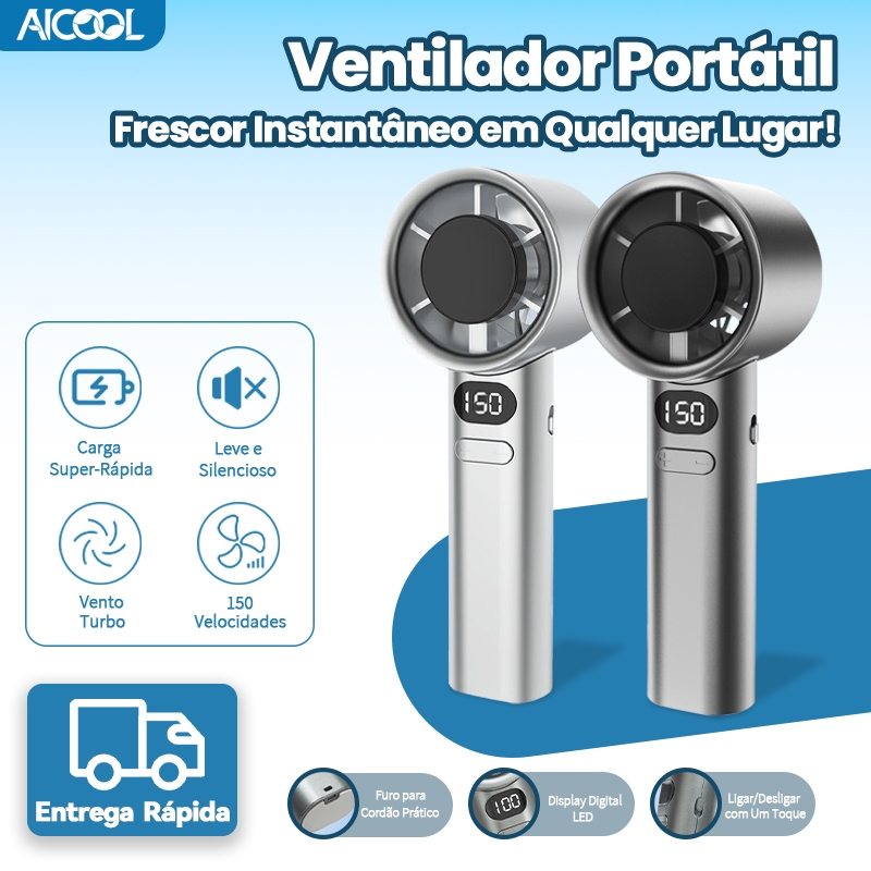 AICOOL Ventilador portátil USB com display LED | 150 configurações de ...