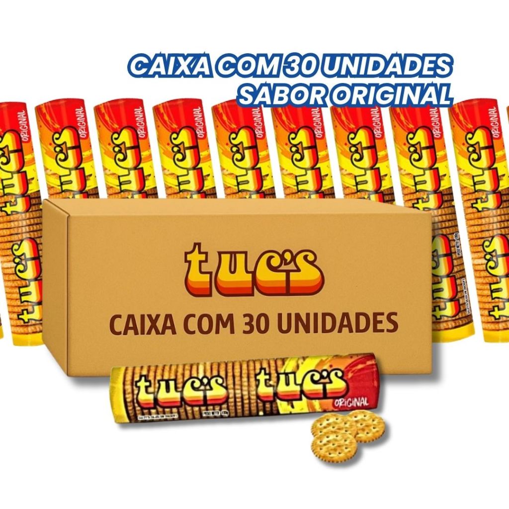 Biscoito Din Crackers Tucs Sabor Original Caixa com 30 Pacotes 100g ...