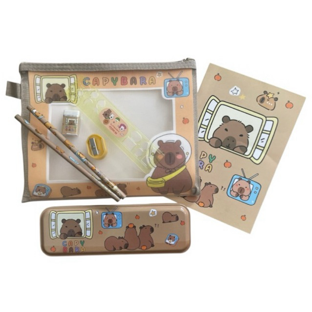 kit Material Escolar Kids Capibara Complato C/ 8 Itens - Envio imediato ...