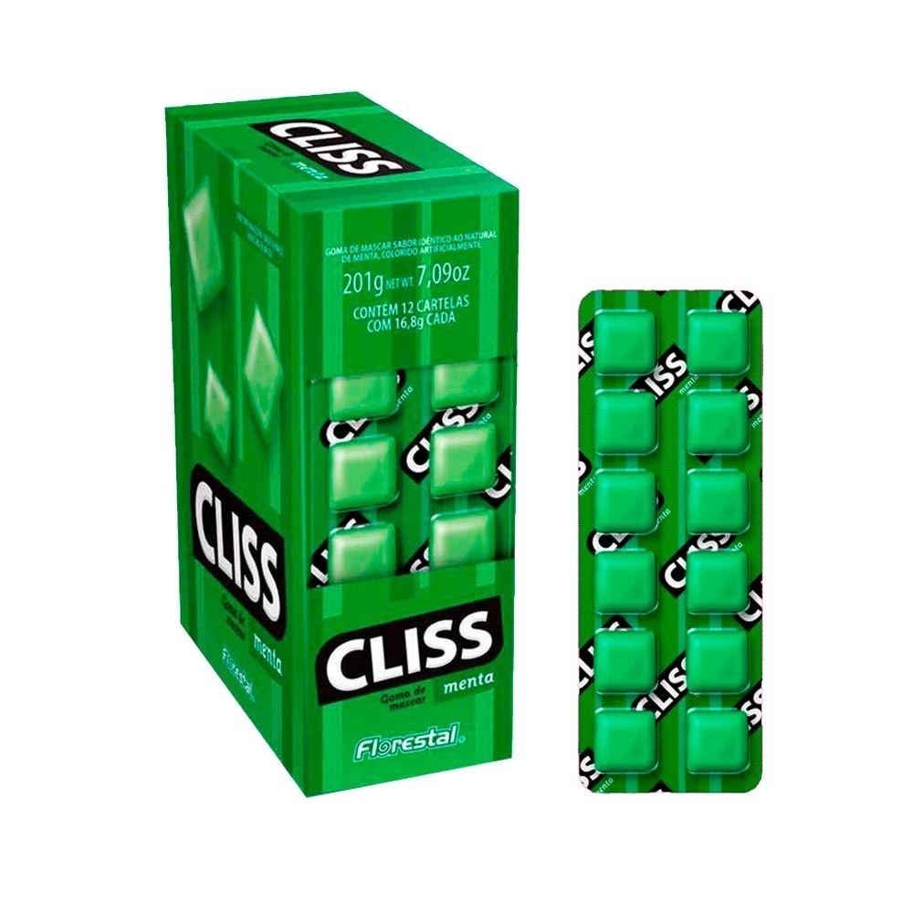 Chiclete Cliss Florestal Display com 12 Cartelas de 16,8g Sabores ...