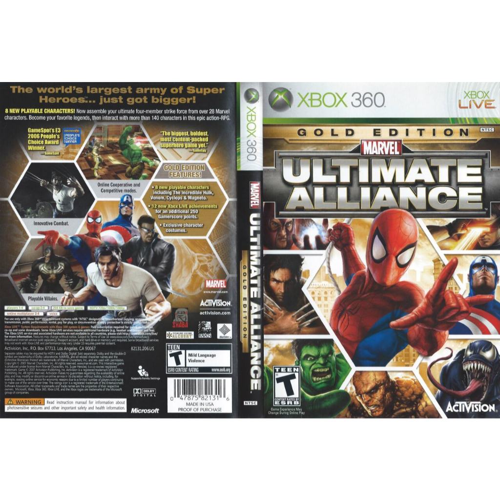 Marvel Ultimate Alliance Gold Edition para Xbox 360Lt com capa | Shopee ...