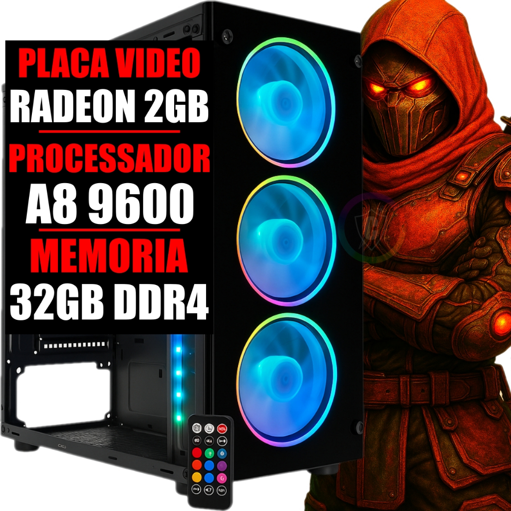 PC GAME AMD RYZEN A8 9600 CPU + 32GB RAM DDR4 + SSD 480GB GAMER + PLACA ...