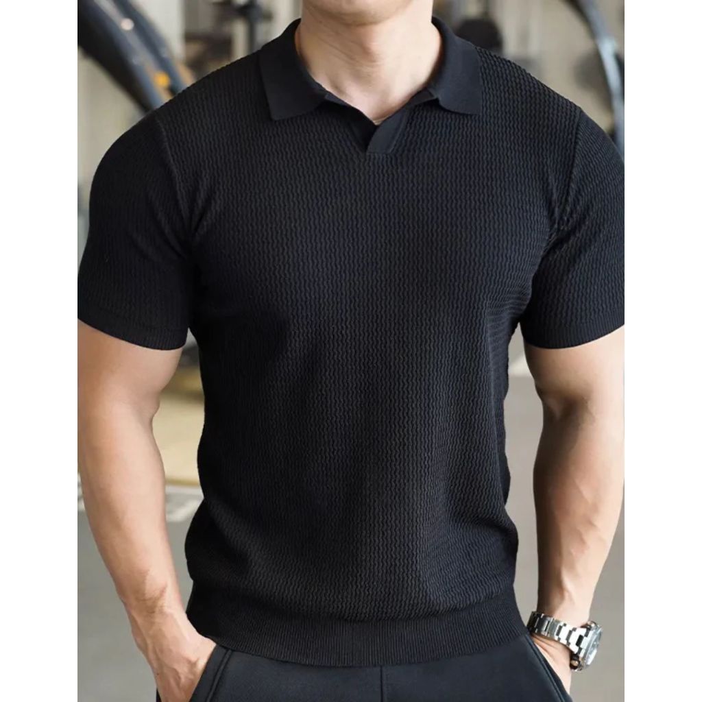 Camisa Polo Texturizada Tricot Masculina Elegante Clássica Old Money ...