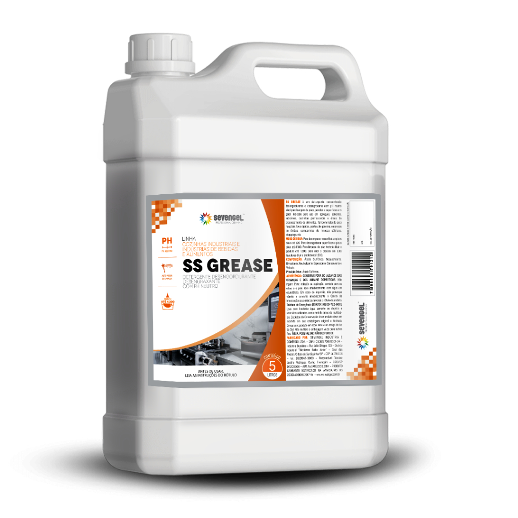 Detergente Desengraxante Auto, Limpador de Painel solar e Cozinha Neutro 5 L Ss Grease Sevengel ...